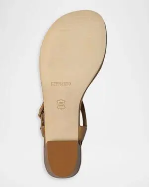 Bernardo Goyara Leather T-strap Sandals - Sand