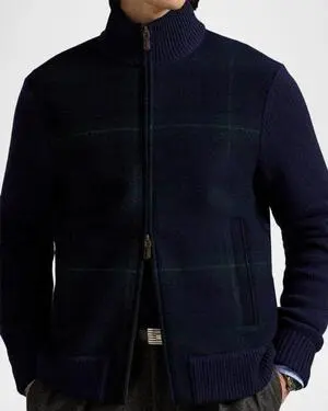 Polo Ralph Lauren Apos;s The Polo Tartan Full-zip Sweater - Hunter Nav