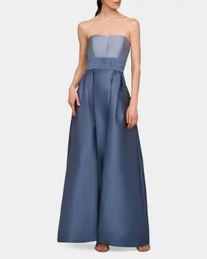 KAY UNGER Trina Overskirt Mikado Gown - Chambray Multi