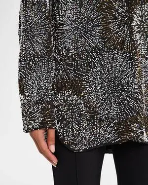 Rabanne Firework Embroidered Button-down Shirt - Black