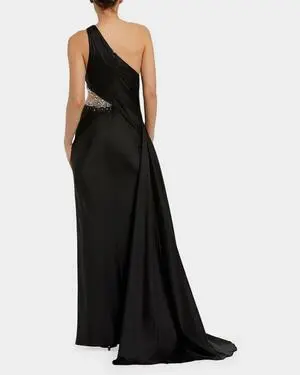 Mac Duggal Cutout Satin One-shoulder Gown