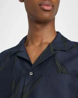 Dries Van Noten Apos;s Carltone Abstract Floral Short-sleeve Shirt - Navy