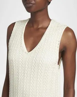JIL SANDER Crochet Knit Sleeveless Maxi Dress - Eggshell