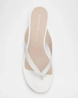 STUART WEITZMAN 35mm Rio Sleek Patent Leather Thong Sandals Blanco