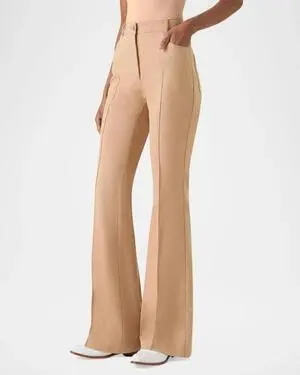 Akris Farid Bootcut Stretch Cotton Denim Pants - Camel