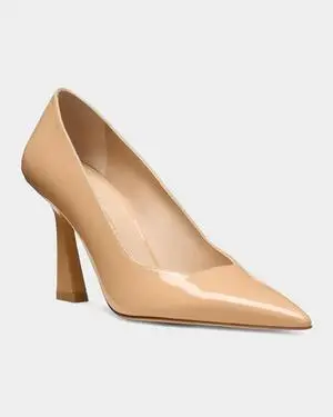 STUART WEITZMAN 85mm Vinnie Patent Leather Pumps - Adobe
