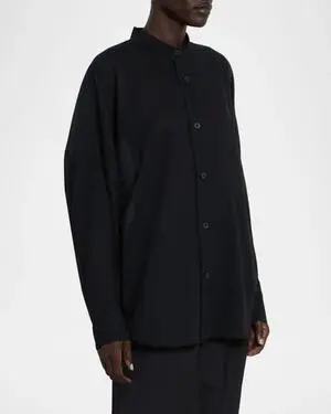 Issey Miyake Sheer Wool Dolman-sleeve Button-down Shirt