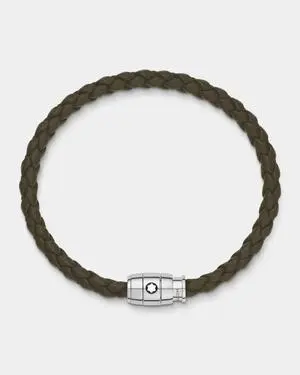 Montblanc Leather &amp; Stainless Steel Bracelet