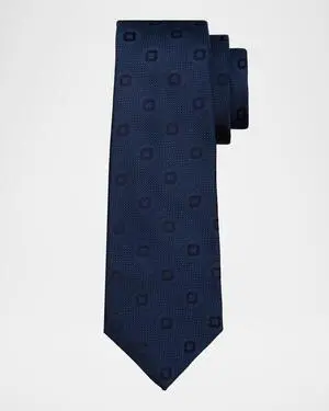 Kiton Apos;s Geometric Jacquard Silk 7-fold Tie - Miscellane