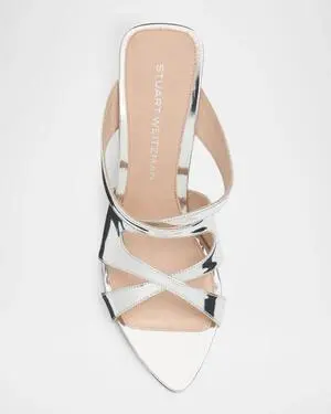 STUART WEITZMAN 85mm Rubie Strappy Leather Sandals - Silver