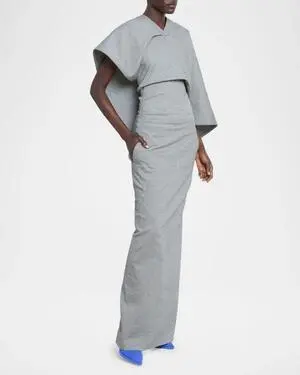 Issey Miyake Allow Sculptural Cape Maxi Dress