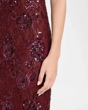 LoveShackFancy Ciona Embellished Floral Lace Maxi Dress