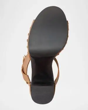 Bernardo 115mm Luxor Leather Platform Clogs - Dune