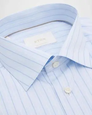 Eton Apos;s Elevated Striped Cotton Dress Shirt - Blue
