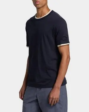 Vince Apos;s Fine Slub Double-layer Crewneck T-shirt - Coastal