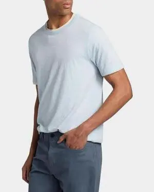 Vince Apos;s Fine Slub Double-layer Crewneck T-shirt - Playa Blue Smock