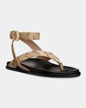 STUART WEITZMAN Marykate Snake-printed Leather Sandals - Adobe