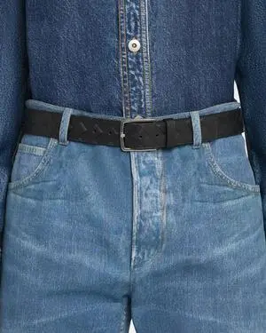 Bottega Veneta Apos;s Maxi-intrecciato Leather Belt - Black/silver