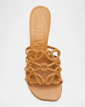 LOEWE Petal Anagram Leather Caged Mule Sandals