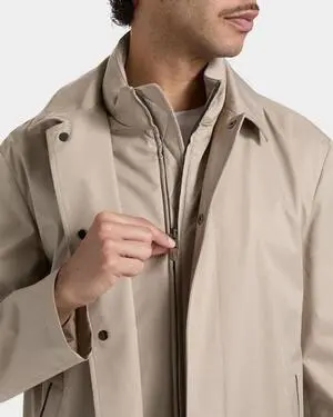 Canali Apos;s Silk-touch Water-resistant Raincoat - Tan