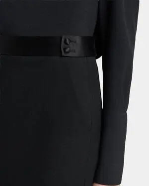 TOM FORD Satin-trim Wool High-low Slit Skirt - Black