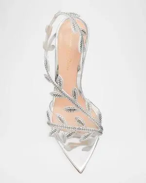 GIANVITO ROSSI 105mm Crystal Branch Slingback Sandals - Silver