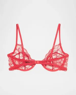 Kiki De Montparnasse Mon Cherie Lace Bra - Red