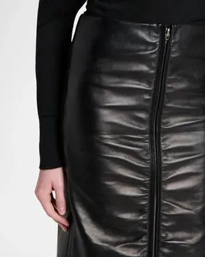 TOM FORD Ruched Leather Zip-front Skirt - Black