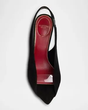 Valentino Garavani 85mm Suede Slingback Sandals - Nero