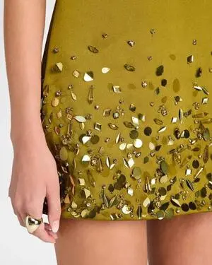 Retrofete Tobonie Embroidered Mini Dress - Basil