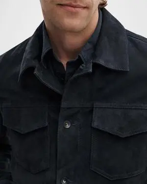 Rag & Bone Apos;s Suede Classic-fit Trucker Jacket - Navy