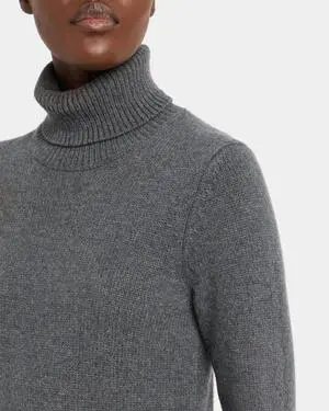 Michael Kors Long-sleeve Turtleneck Wool Dress - Graphite