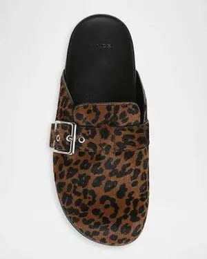 Vince Leon Leopard Calf Hair Clogs