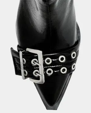 GANNI 50mm Buckle-detail Faux-leather Boots