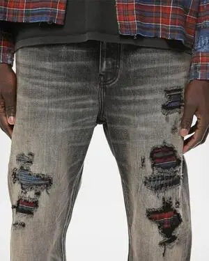 PURPLE BRAND Spliced Plaid Flannel Shirt - Multi