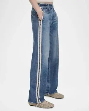 Rag & Bone Rb Miramar Terry Wide-leg Track Jeans - Sutton