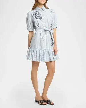 Cinq À Sept Zadie Pinstripe Floral Mini Dress