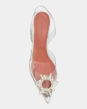 Amina Muaddi Begum Clear Crystal Slingback Pumps - Transparen