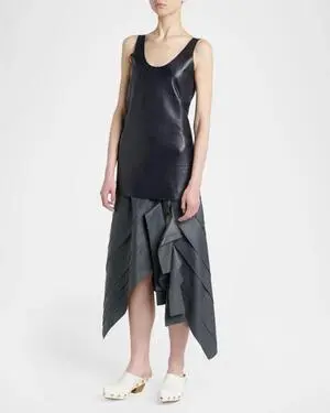 Bottega Veneta Scoop-neck Open-back Leather Tank Top