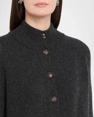 Autumn Cashmere Cashmere Mock-neck Cardigan - Pepper