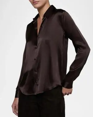 L & APOS;AGENCE Tyler Long-sleeve Blouse - Dark Java