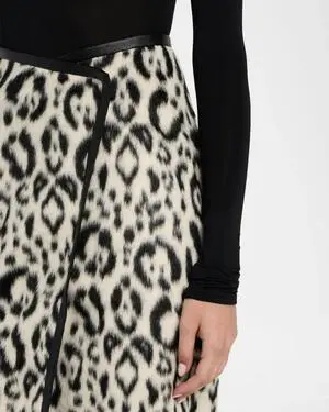 TOCCIN Leia Leopard Faux Fur Wrap Skirt - Multi