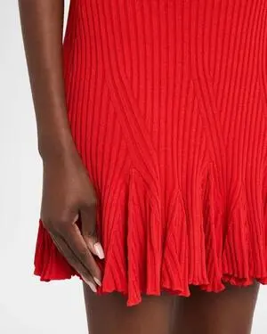 Proenza Schouler Leandra Rib Short-sleeve Mini Dress - Red