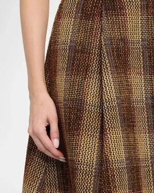 TOCCIN Stacy Plaid A-line Midi Skirt - Fig Multi