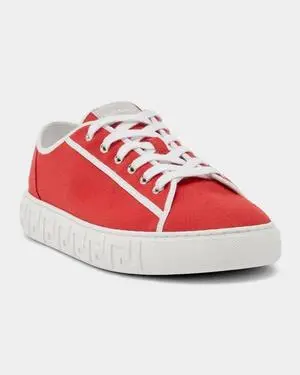 Versace Apos;s Greca Canvas Sneakers - Red White-