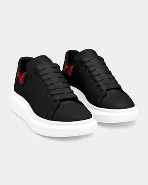 Alexander McQueen Apos;s Oversized Leather Low-top Sneakers - Black/mult
