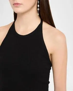 RE/DONE Sylvie Ribbed Halter Tank Top