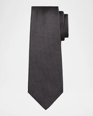 Kiton Apos;s Silk Micro-jacquard 7-fold Tie - Grey