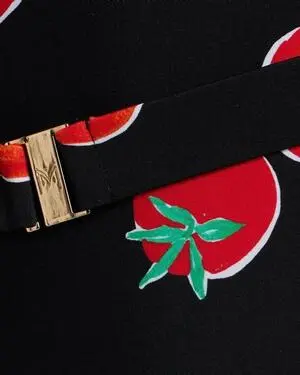 MILLY Pomodoro Belted One-piece Swimsuit - Black/red