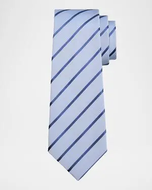 Kiton Apos;s Silk Pinstripe 7-fold Tie - Blue